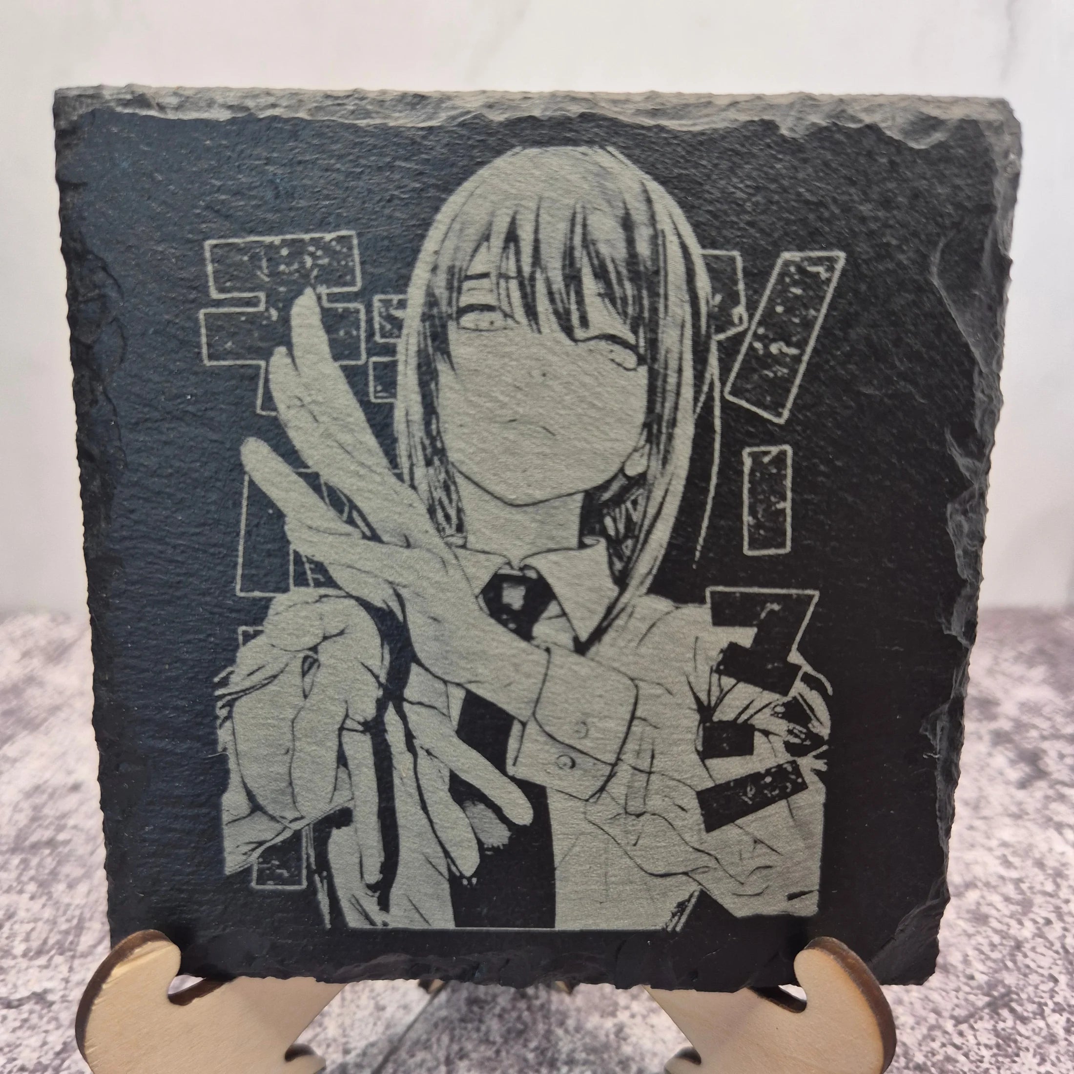 Makima Slate Coaster – Chainsaw Man – Engraving Purrfection