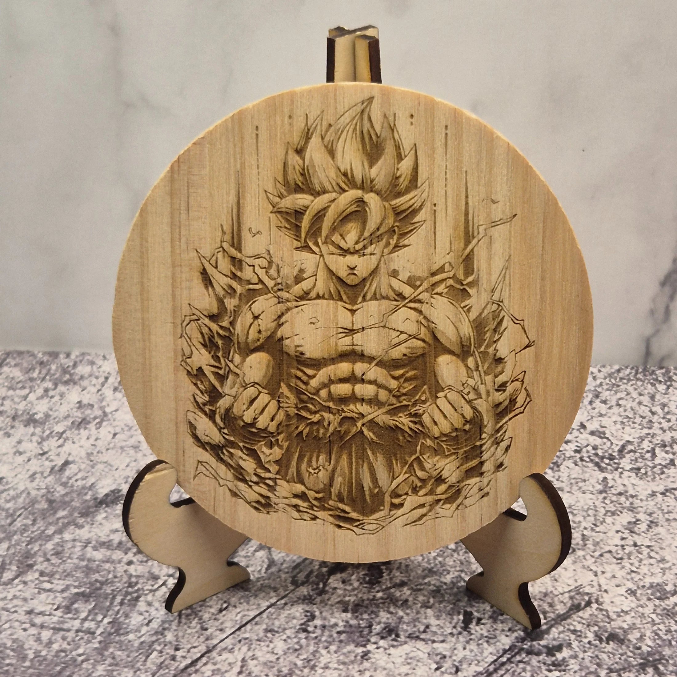 Goku Power-Up Wooden Coaster – Dragon Ball Anime Design – Engraving ...